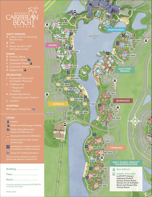 Disney's Caribbean Beach Resort Map