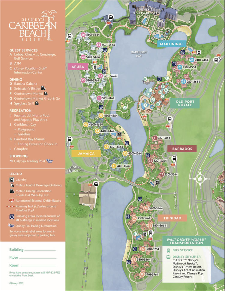 Disney's Caribbean Beach Resort Map