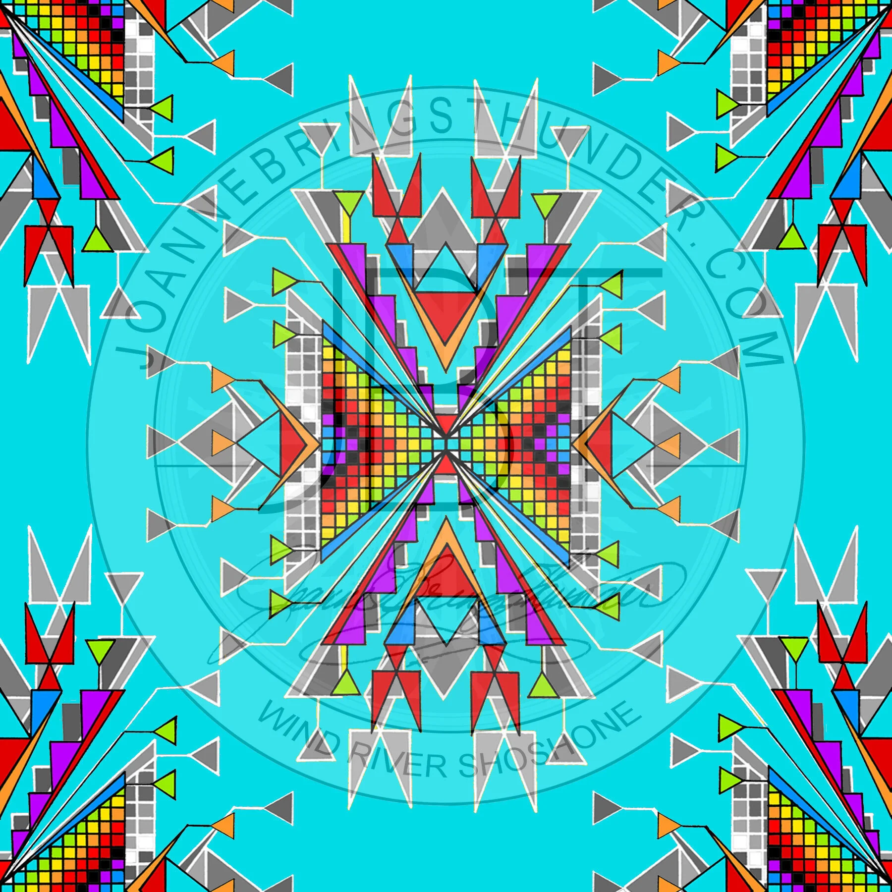 Turquoise Geometric Fabric