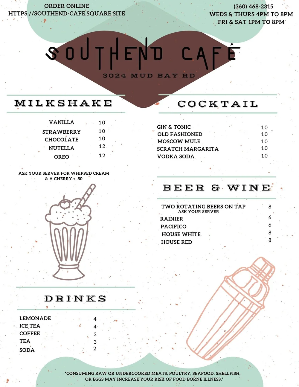 Café Menu — Southend Market & Café