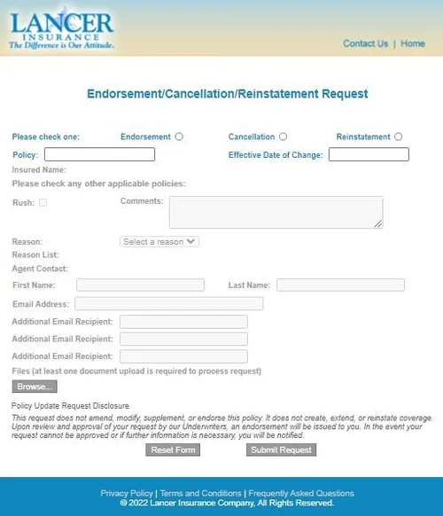 Policy Change Requests — Lancer Insurance