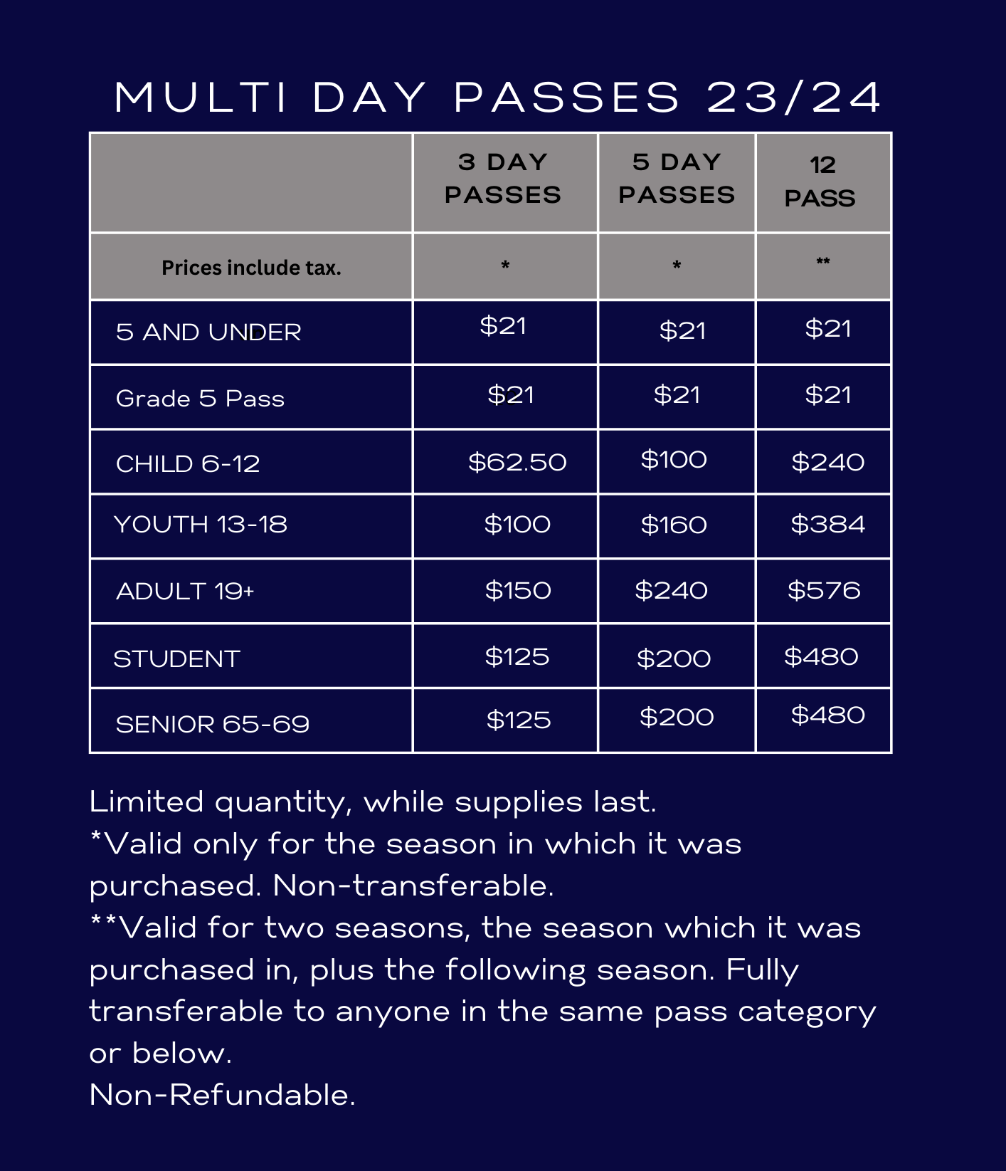 season pass pricing and ordering — Murray Ridge Ski Area & Terrain Park