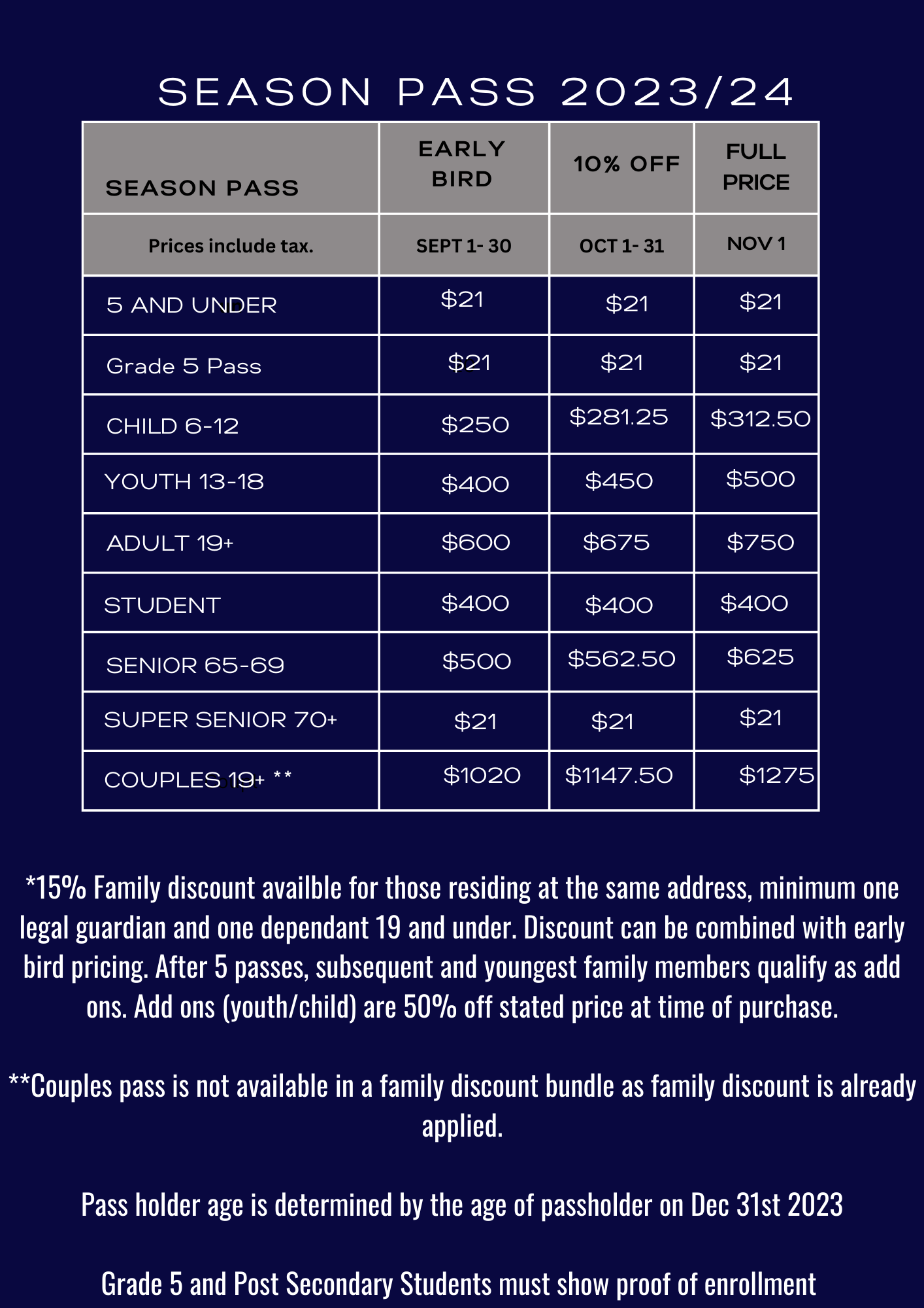 season pass pricing and ordering — Murray Ridge Ski Area & Terrain Park