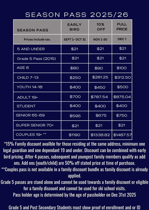 season pass pricing and ordering — Murray Ridge Ski Area & Terrain Park