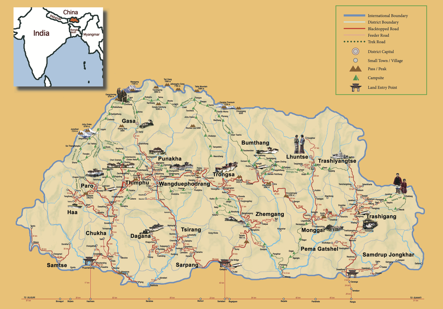 Bhutan Map — Bhutan Scenic Tours
