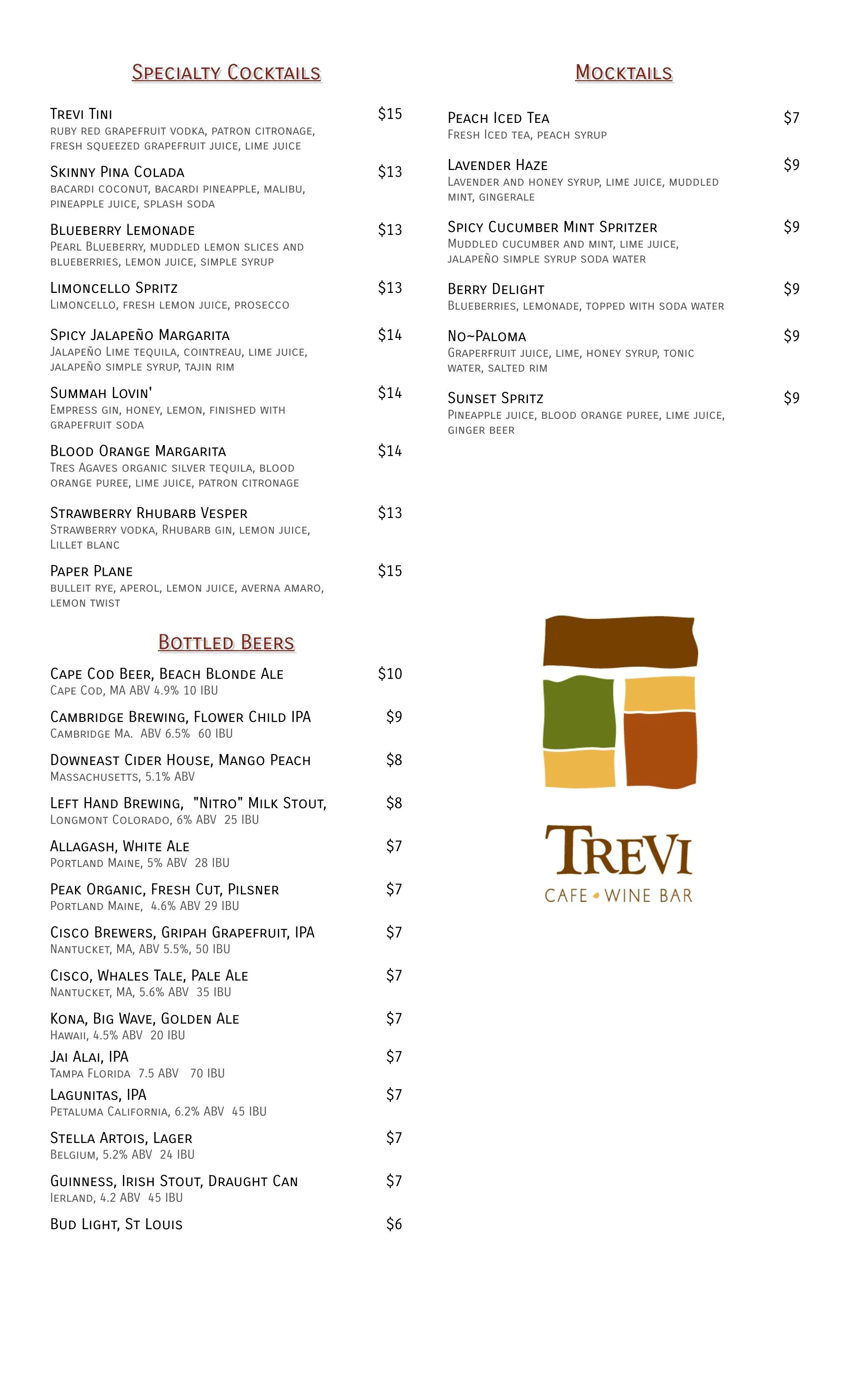 Cocktails and Beer — Trevi Cafe | Wine Bar