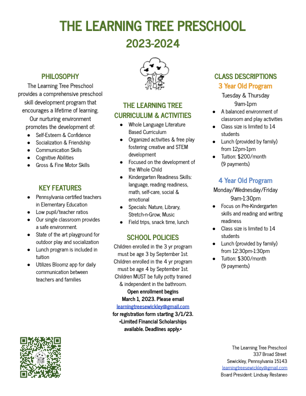 Learning Tree Preschool — Sewickley United Methodist Church