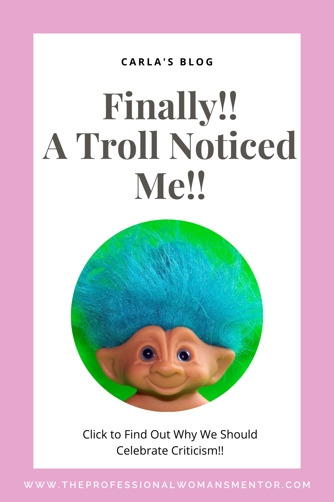 Finally!! A Troll Noticed Me!!! — The Professional Woman's Mentor