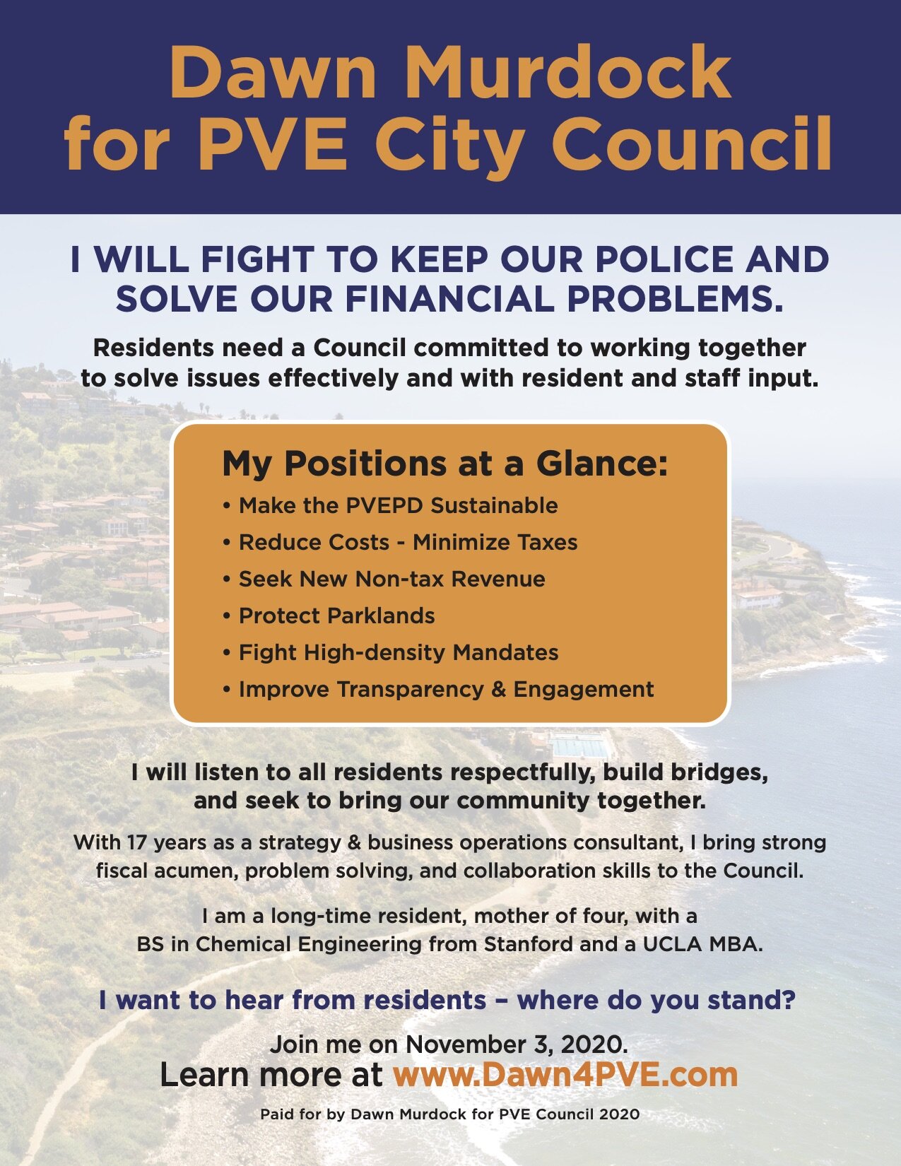 Candidate Flyers 2020 PVECC — PV Residents for Responsible Government
