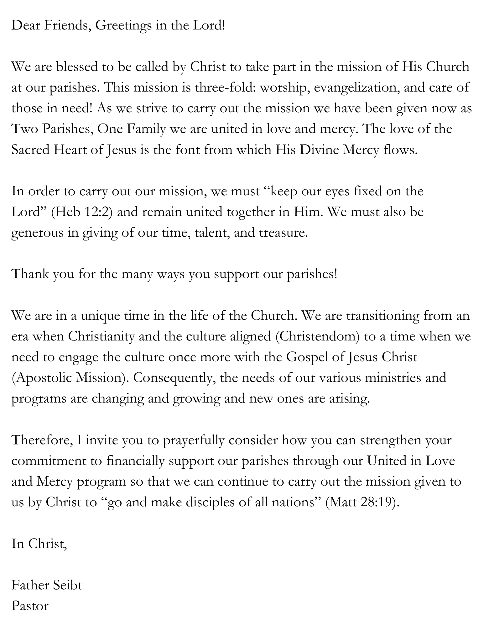 United in Love and Mercy — Sacred Heart Catholic Church