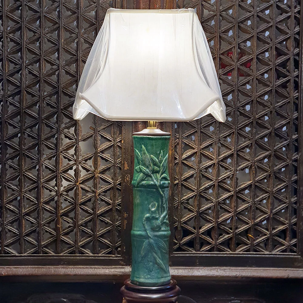 Up-cycled Vintage Green Ceramic Bamboo Lamp — East Inspirations ...