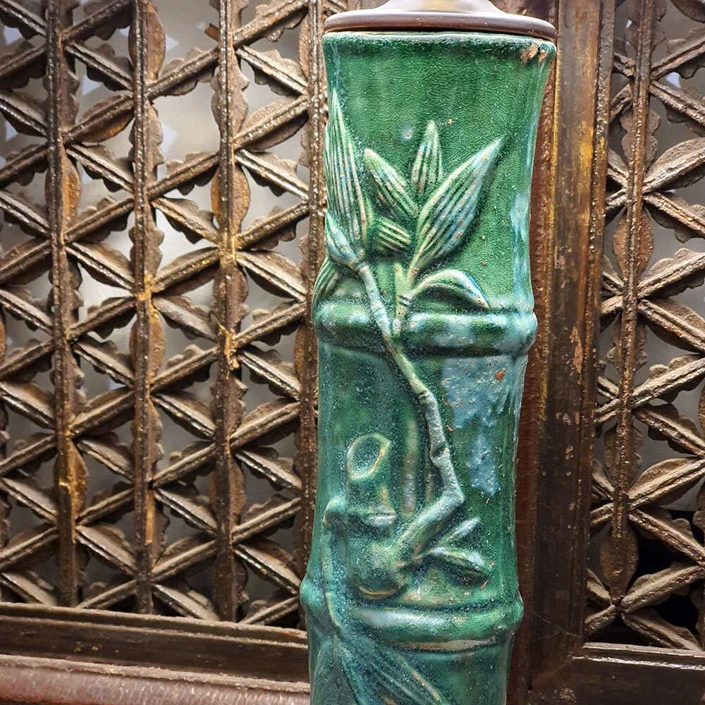 Up-cycled Vintage Green Ceramic Bamboo Lamp — East Inspirations ...