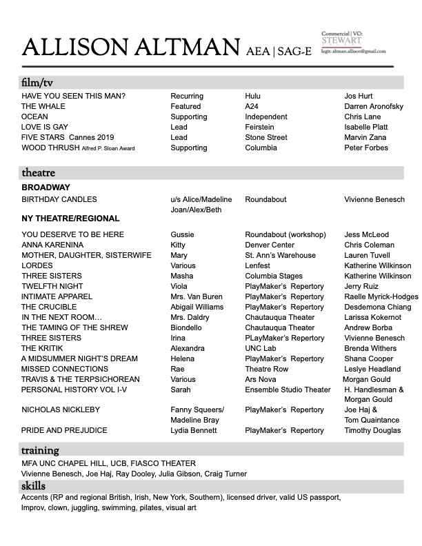 RESUME — ALLISON ALTMAN