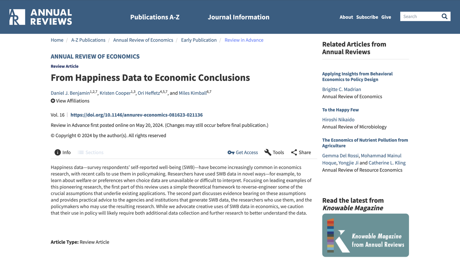 From Happiness Data to Economic Conclusions—Dan Benjamin, Kristen ...