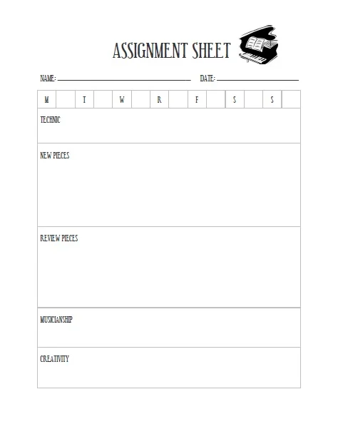 Piano Assignment Sheets | Ashley Danyew
