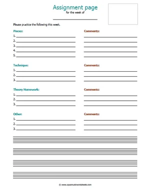 Piano Assignment Sheets | Ashley Danyew