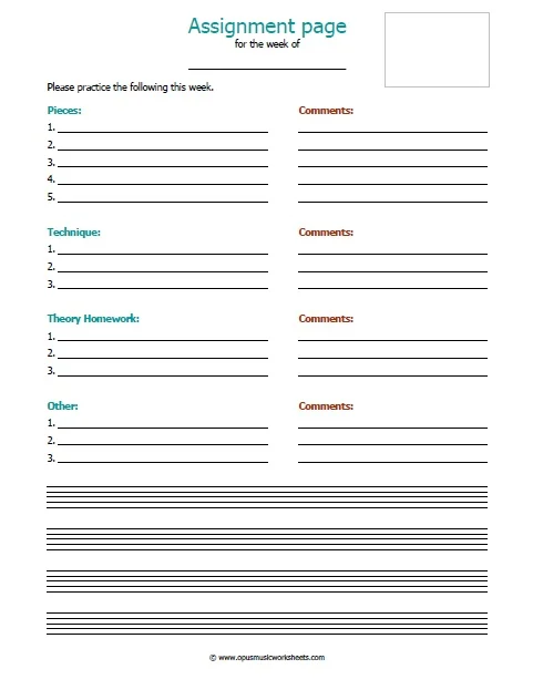 Piano Assignment Sheets | Ashley Danyew