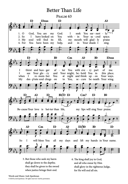 Better Than Life (Psalm 63) — Josh Sparkman