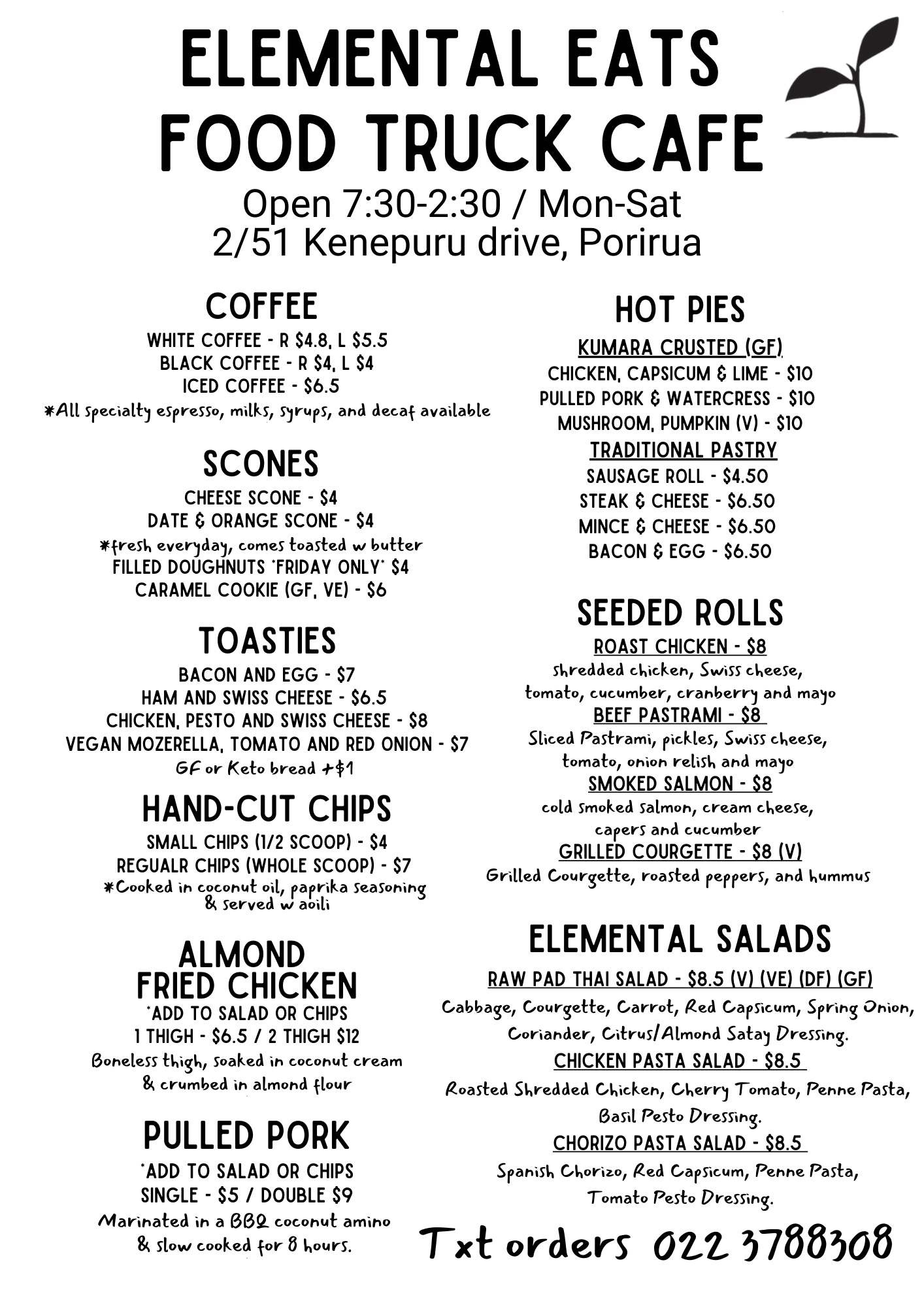 Elemental Coffee Stop Menu — Elemental Eats