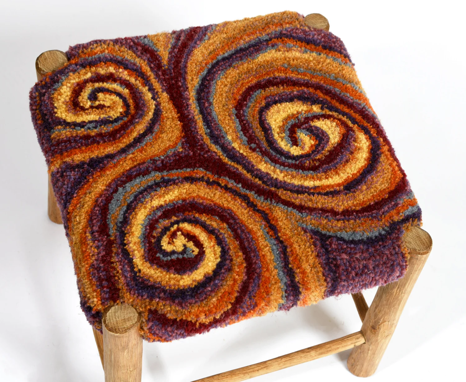 Dappled Light wool pile hand tufted rug and upholstered stools — Rugaura