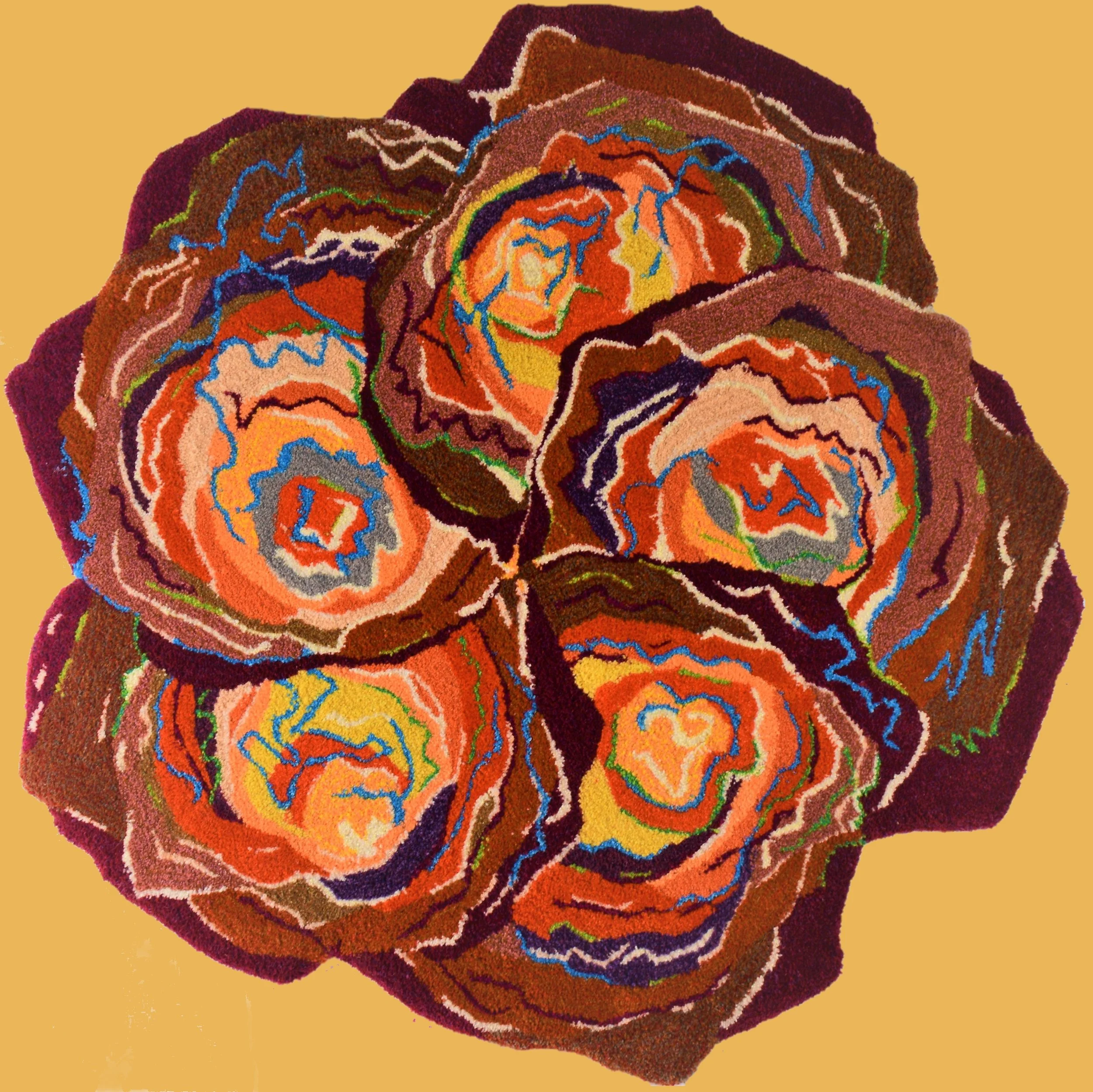 Dappled Light wool pile hand tufted rug and upholstered stools — Rugaura