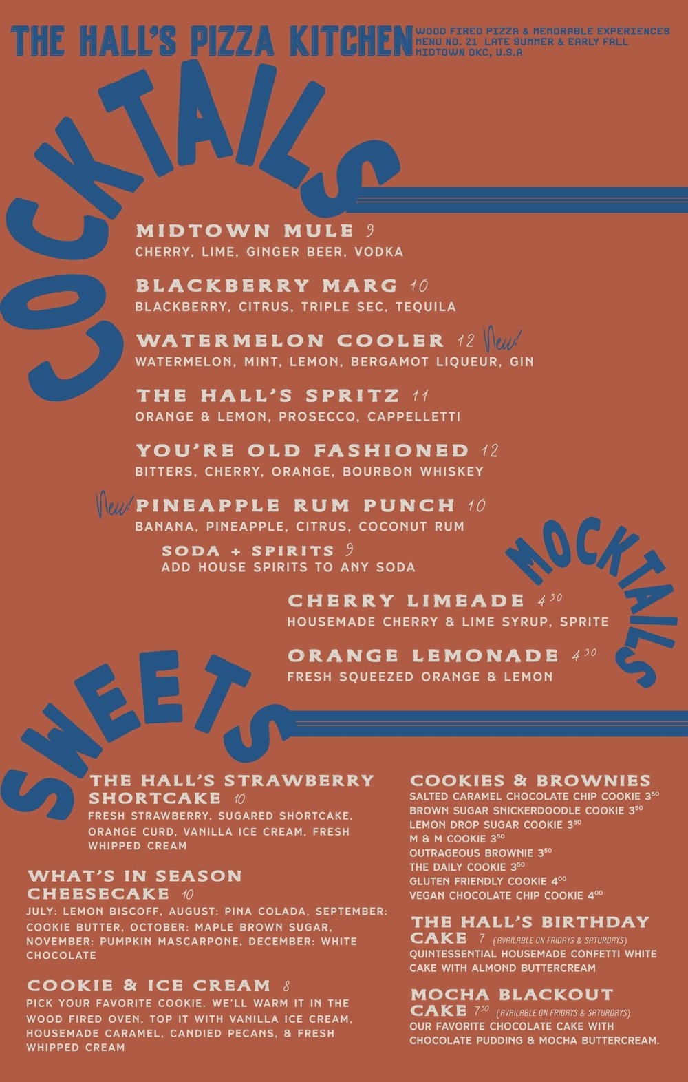 MENU — The Hall's Pizza Kitchen