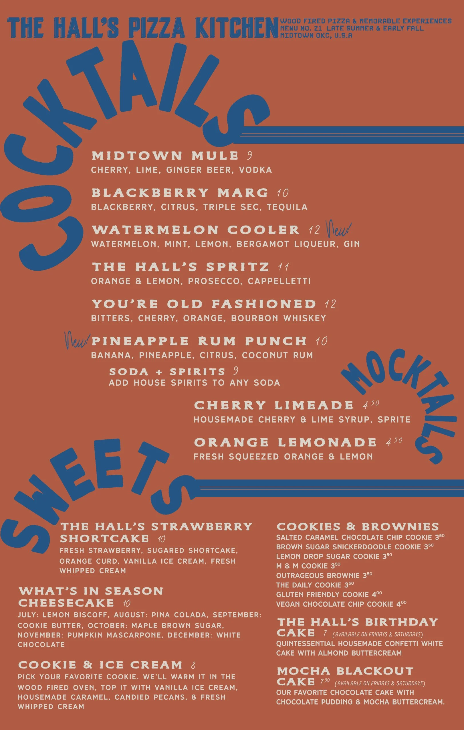 MENU — The Hall's Pizza Kitchen