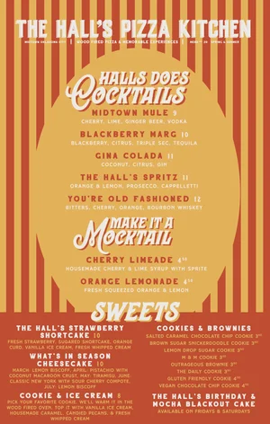 MENU — The Hall's Pizza Kitchen
