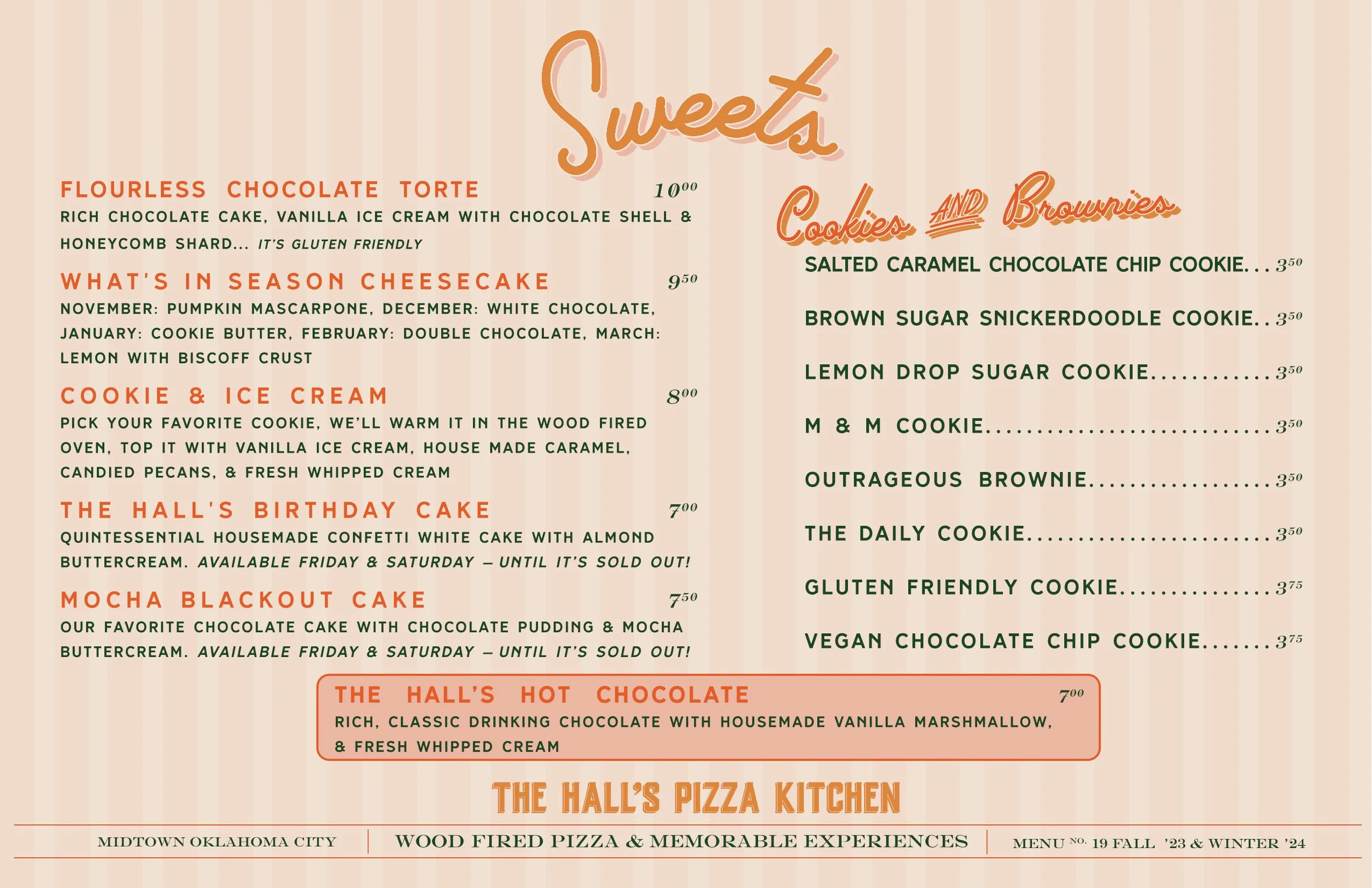 MENU — The Hall's Pizza Kitchen