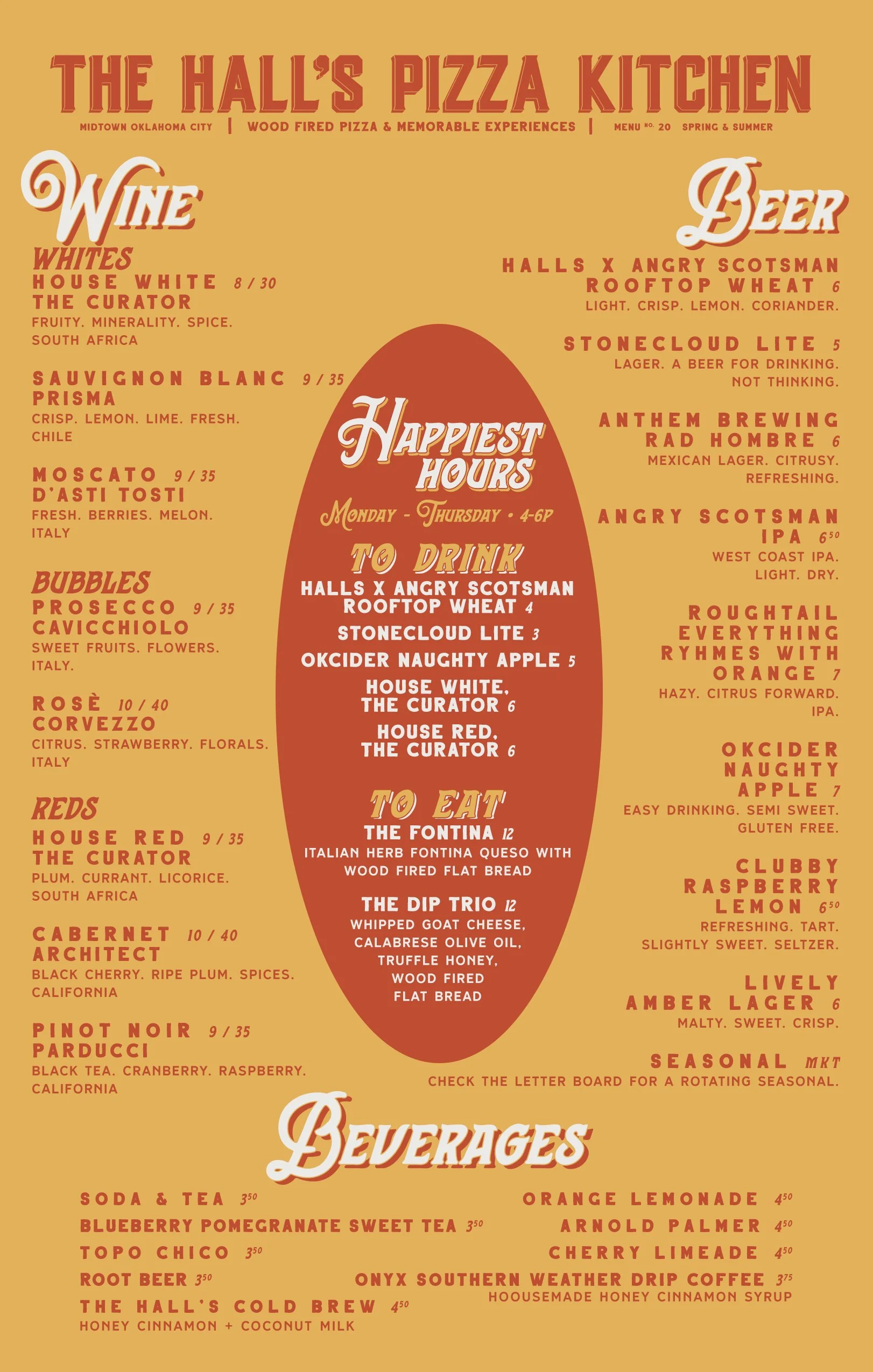 MENU — The Hall's Pizza Kitchen