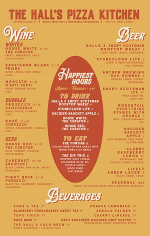 MENU — The Hall's Pizza Kitchen