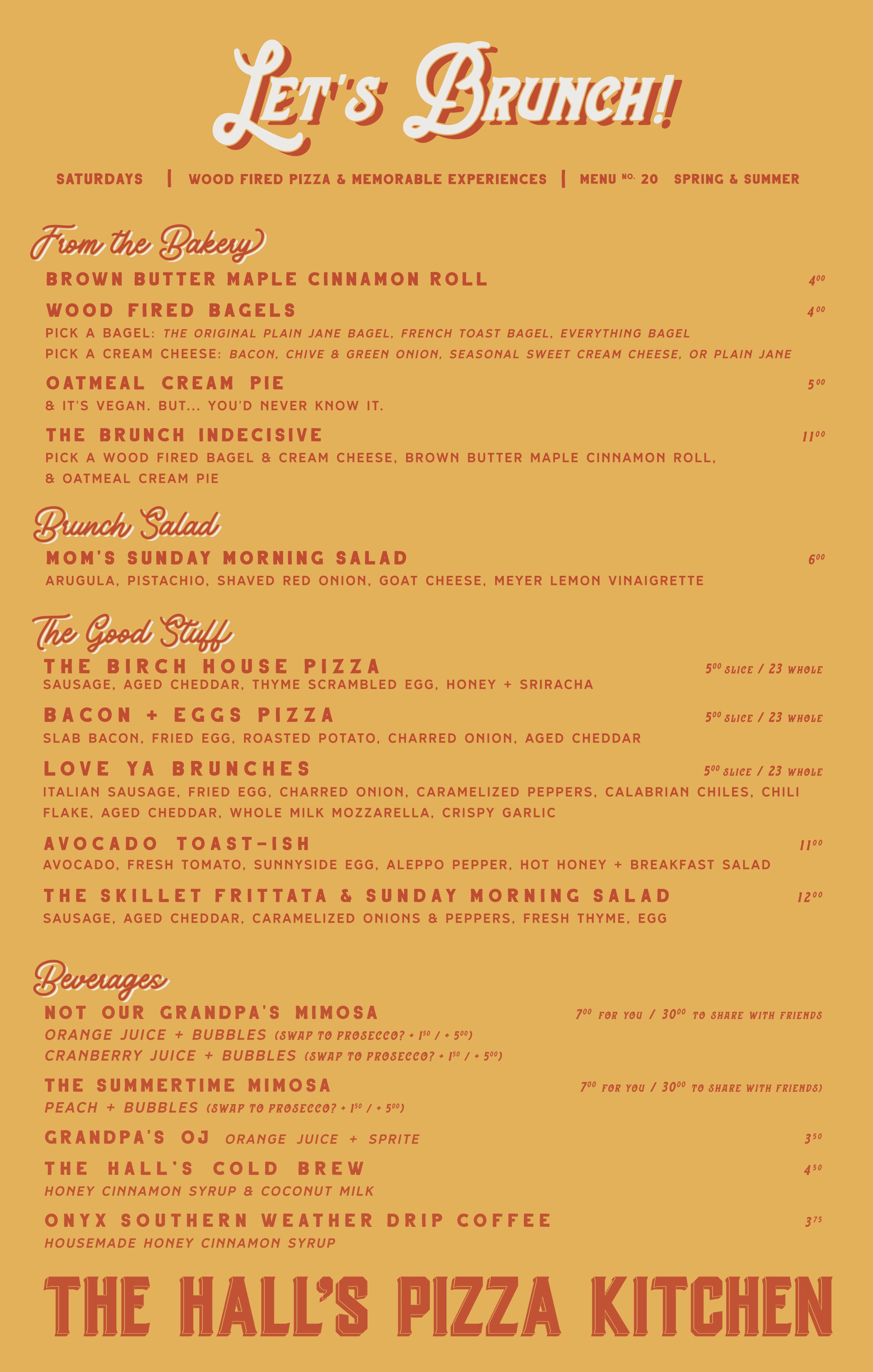 MENU — The Hall's Pizza Kitchen