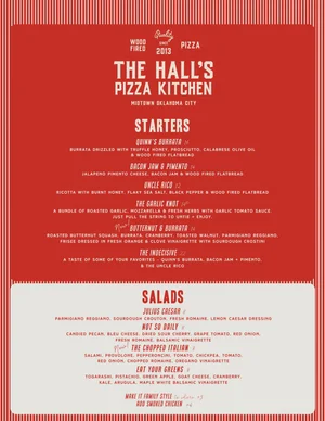 MENU — The Hall's Pizza Kitchen