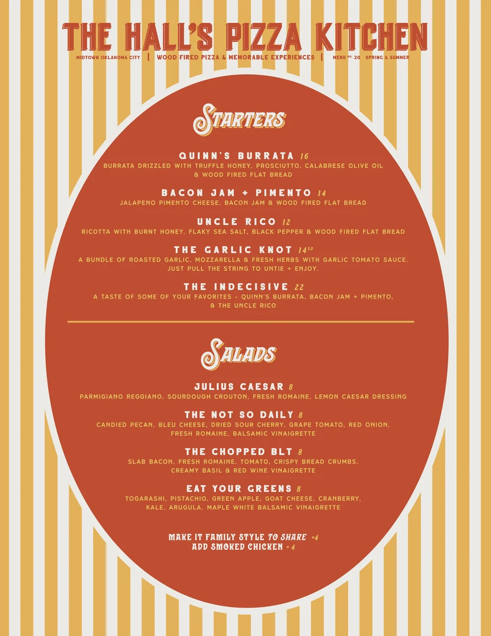 MENU — The Hall's Pizza Kitchen