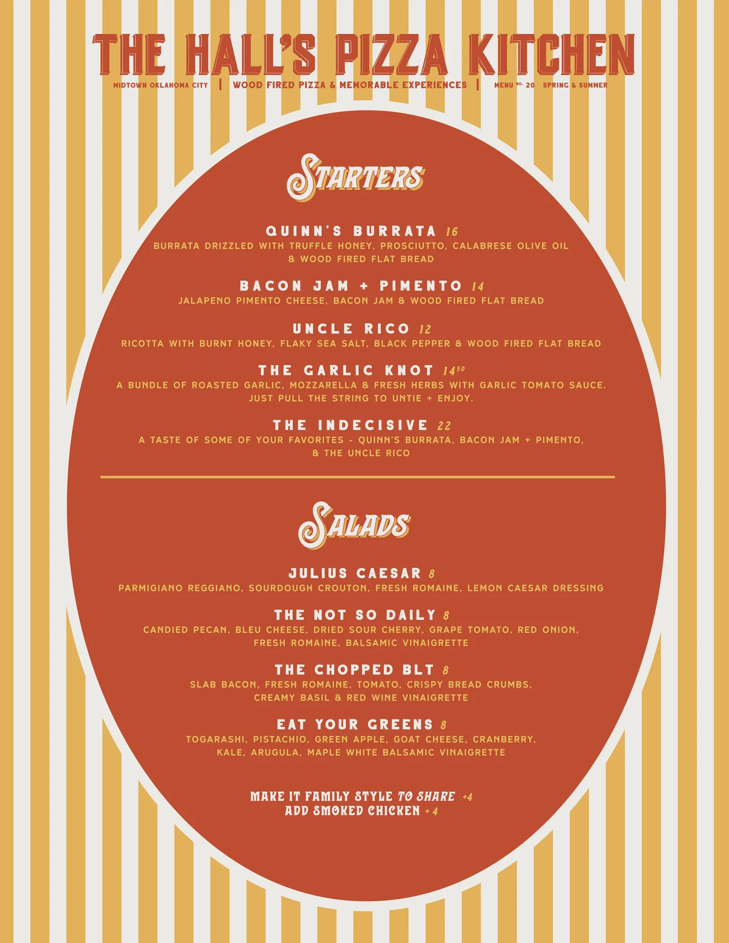 MENU — The Hall's Pizza Kitchen