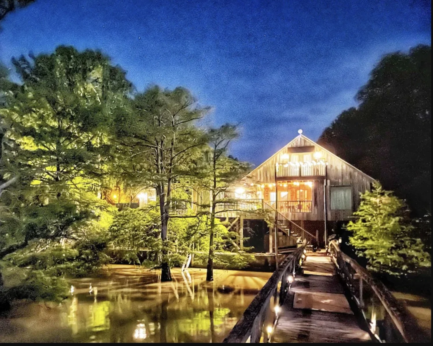 House On Lake At Night