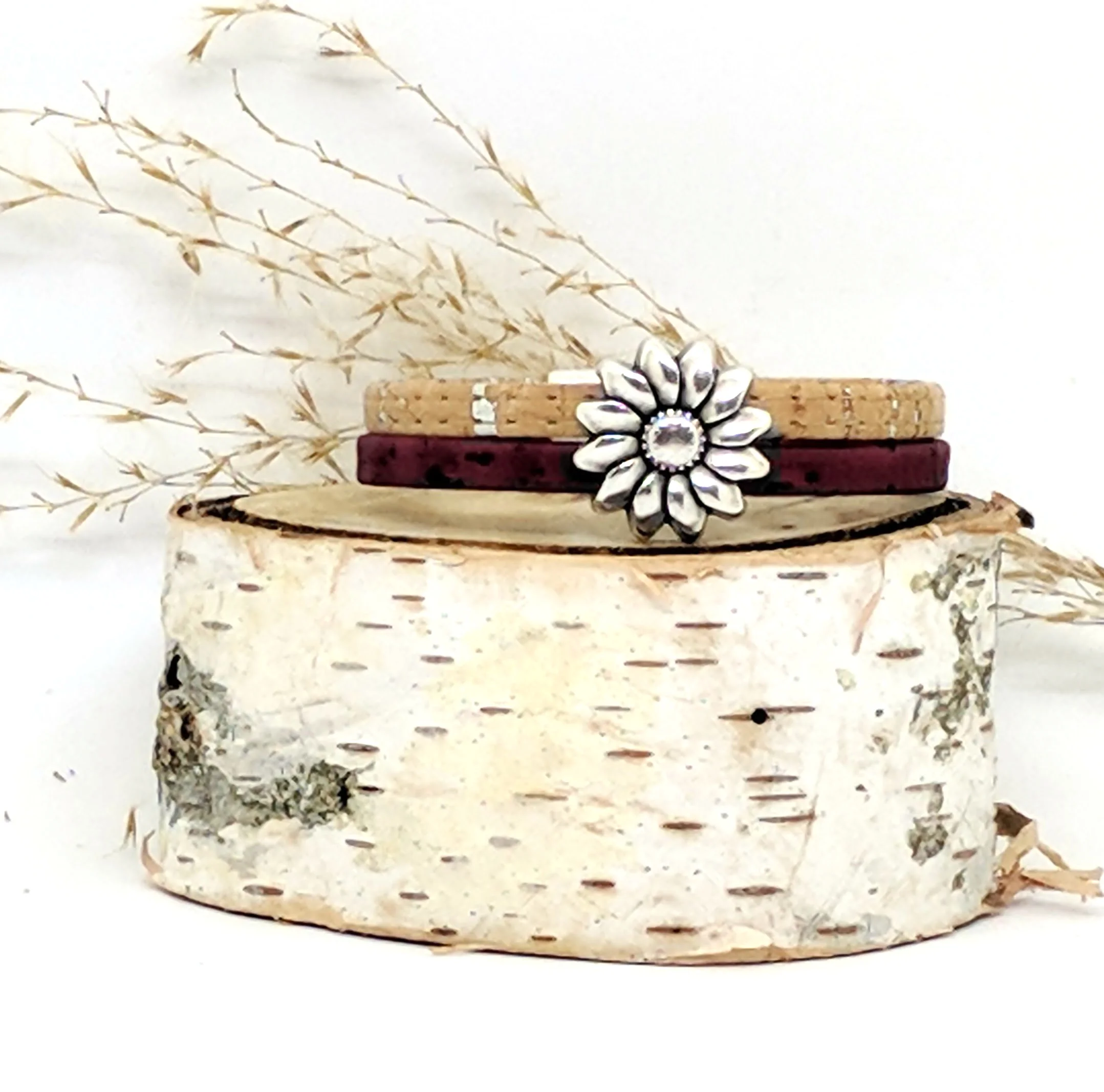 Classic Cork Bracelet With Hammered Square | Elisabetta Studio