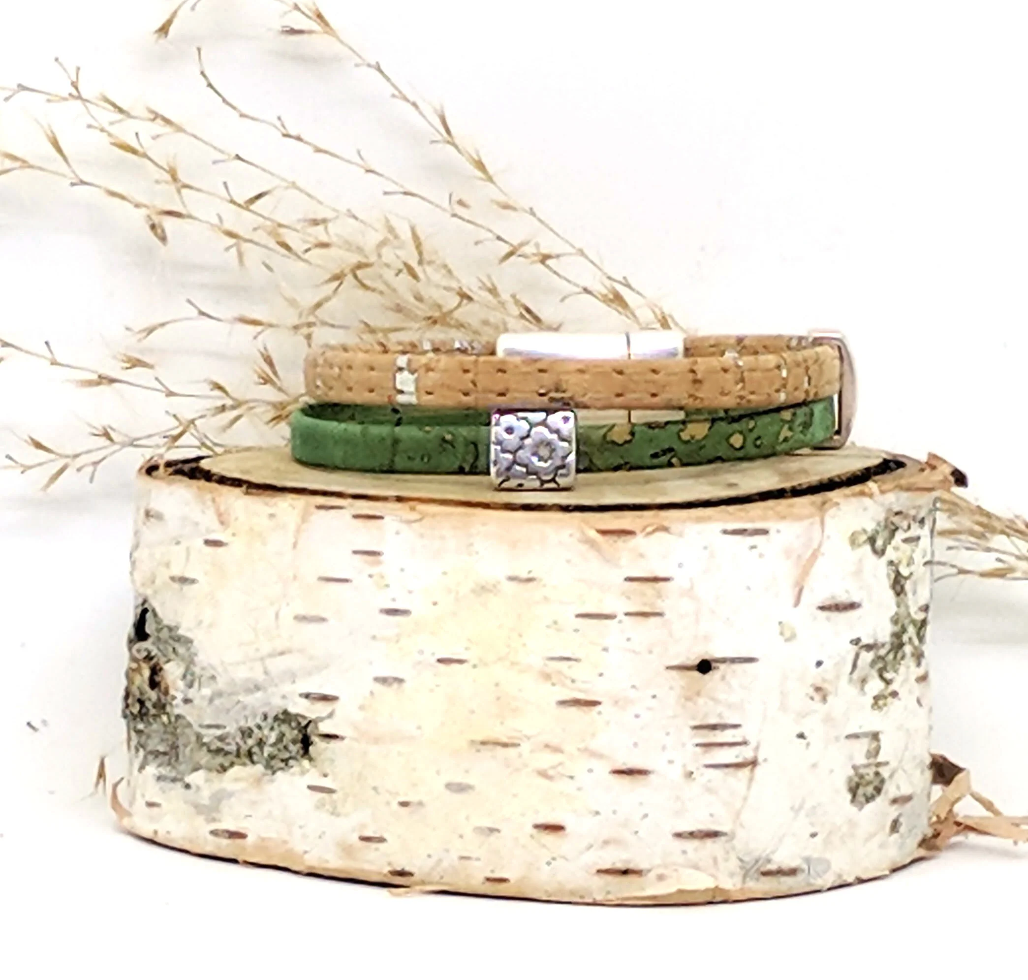Classic Cork Bracelet With Hammered Square | Elisabetta Studio