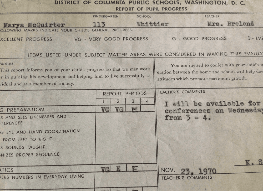 Elementary School Report Card