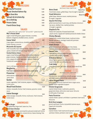 Menu — Max's Brick Oven Cafe