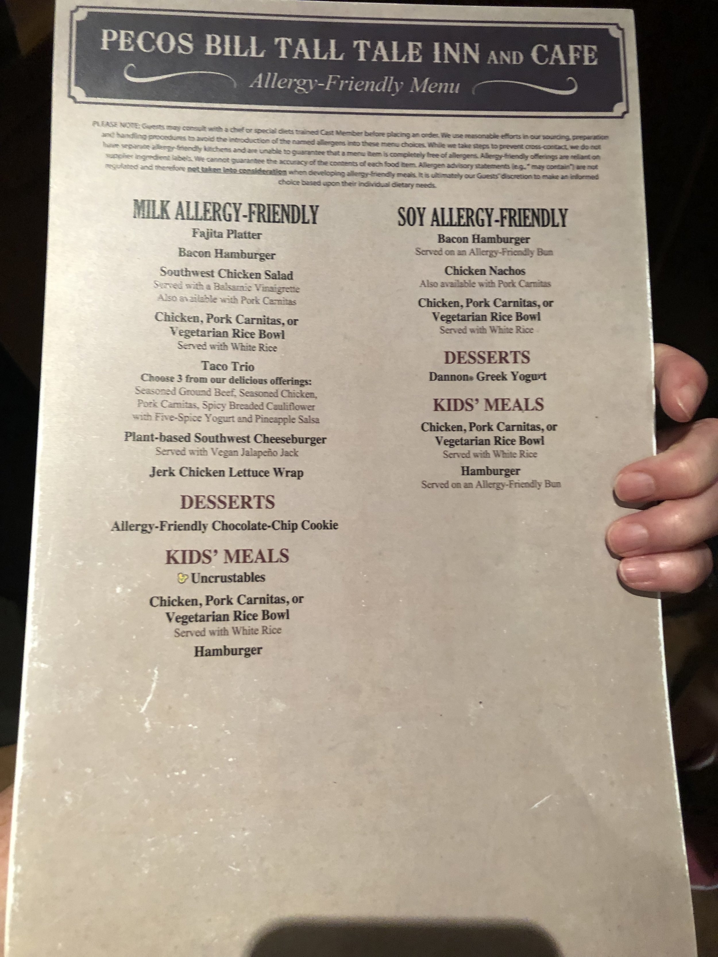 Disney World Allergy Menus — Friendly Pantry Food Allergy Consulting Inc.