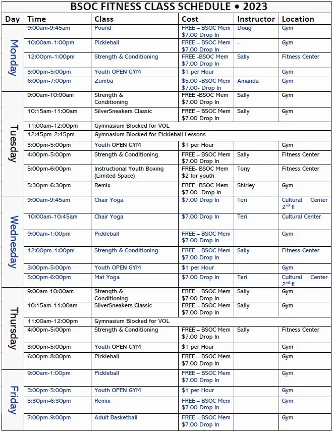 Hour Fitness Class Schedule