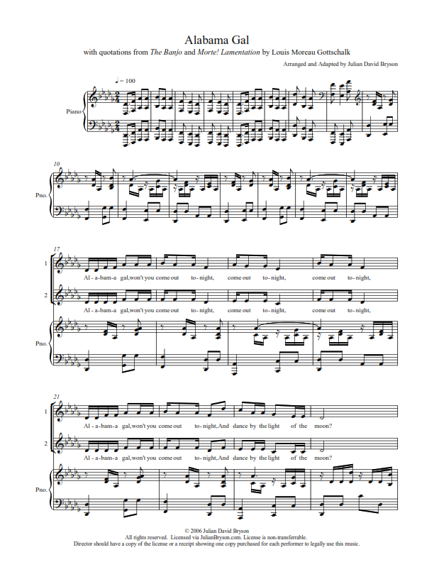 Alabama Gal (2-pt, any voicing) — Julian David Bryson