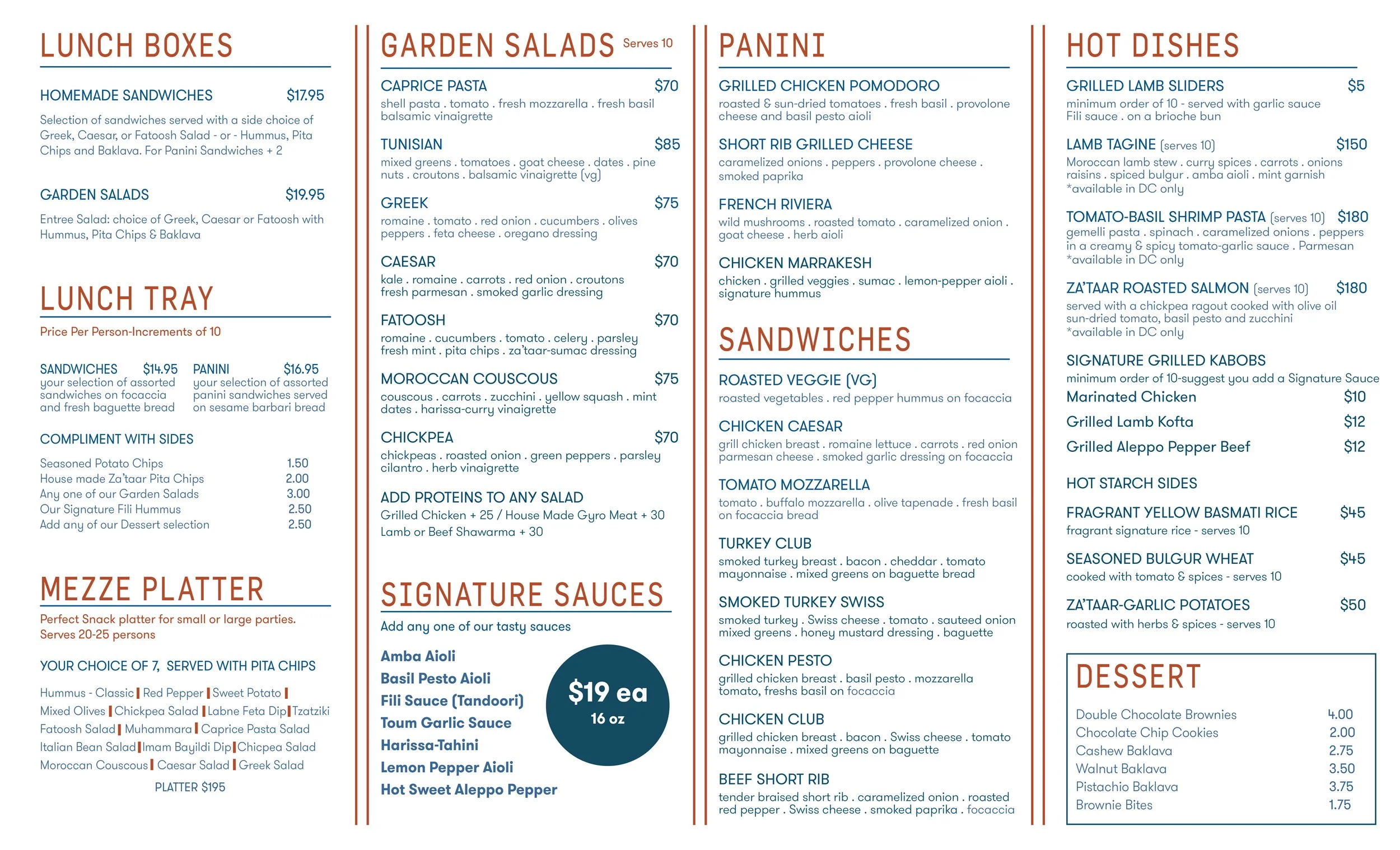 Catering Menu — Cafe Fili