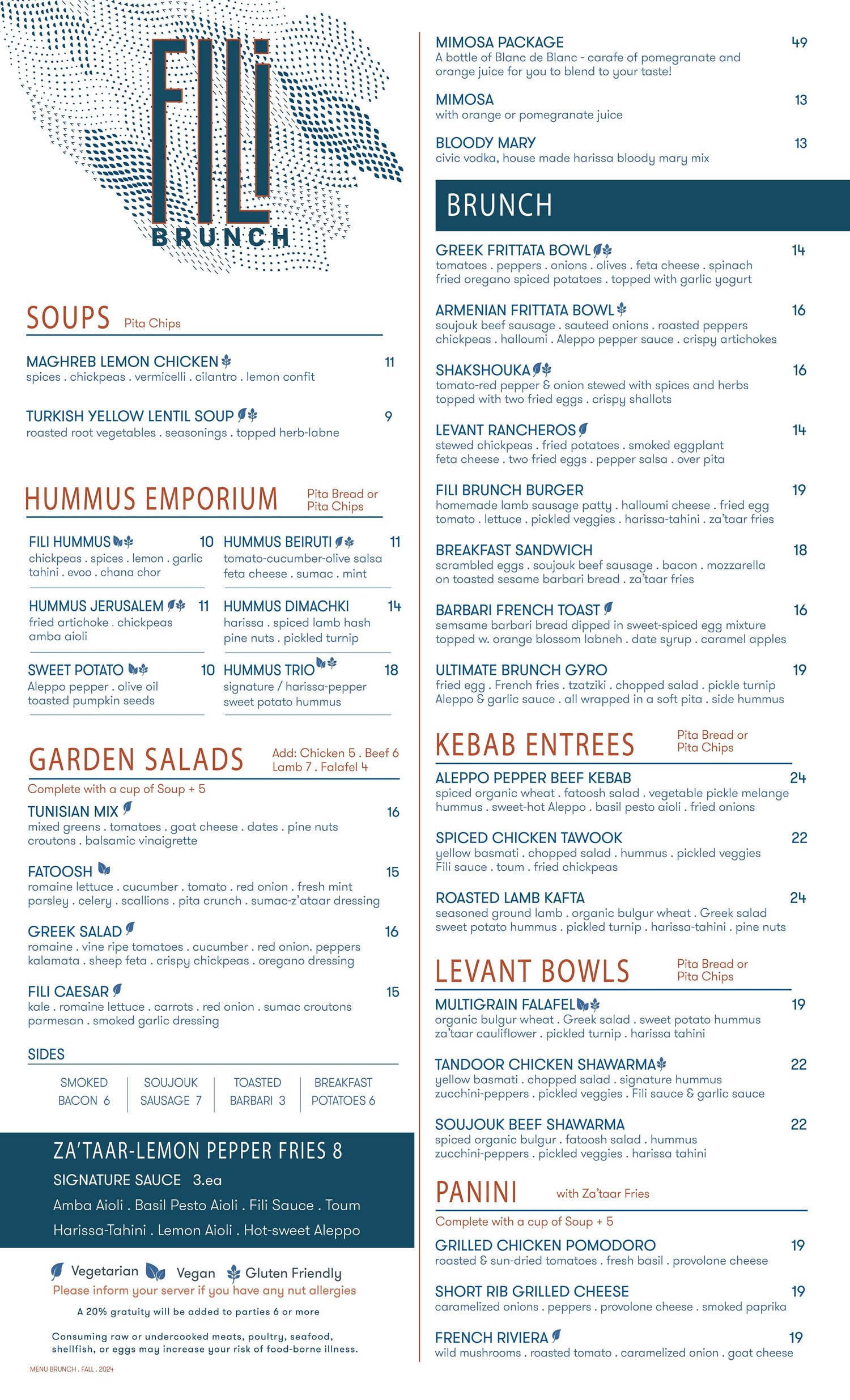 DC Brunch Menu — Cafe Fili