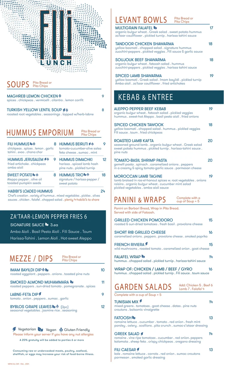 DC To Go Menu — Cafe Fili