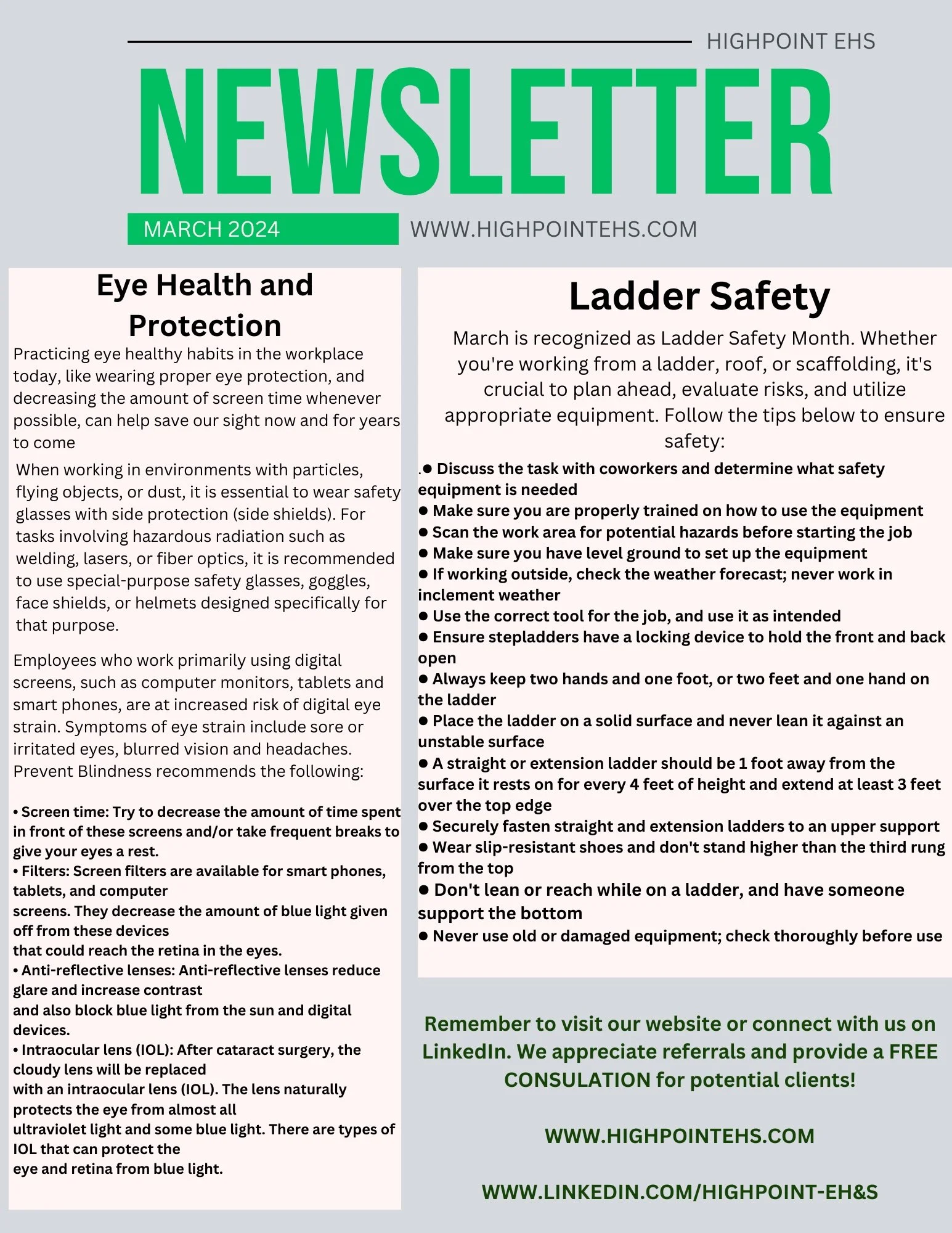 March Newsletter — Highpoint EHS