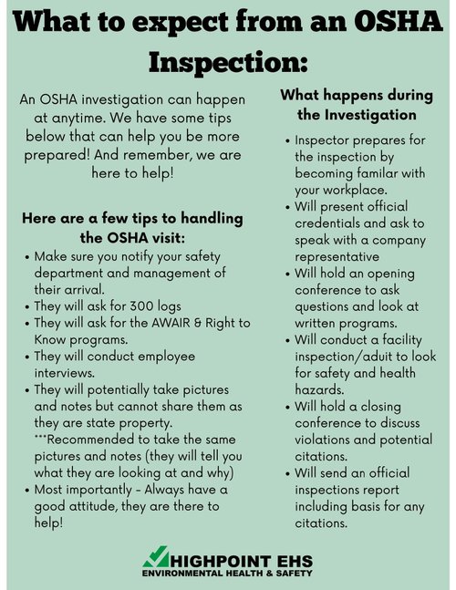 OSHA Inspection Tips — Highpoint EHS