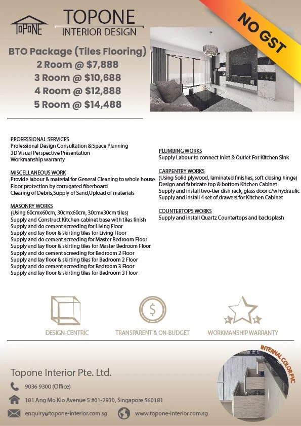 HDB BTO Renovation Package (Standard) — Topone Interior Design Singapore