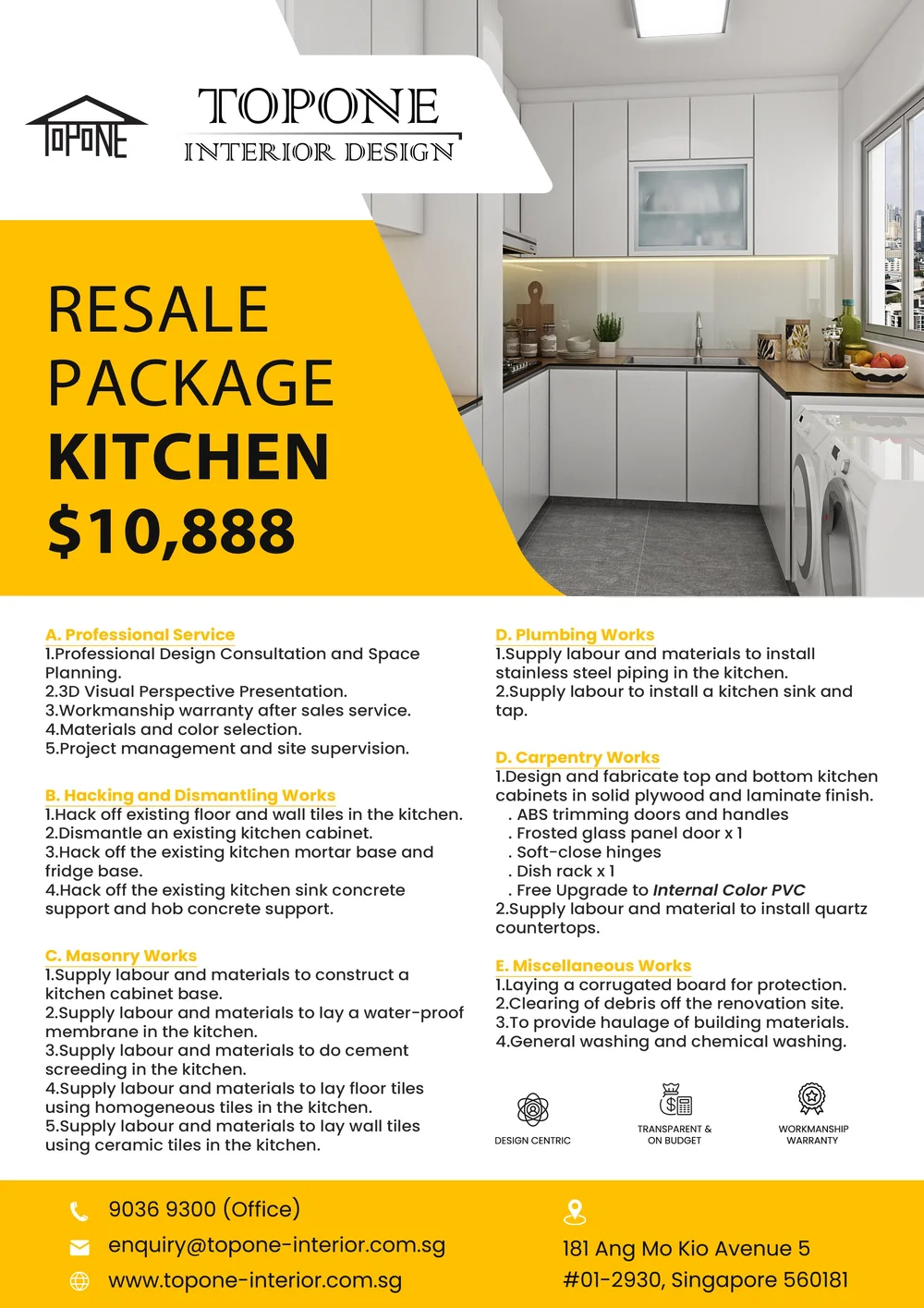 Resale Kitchen Renovation Package $10888 — Topone Interior Design Singapore